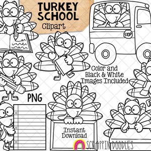 Turkey Clipart - School Turkey Clip Art - Back to School - First Day of ...