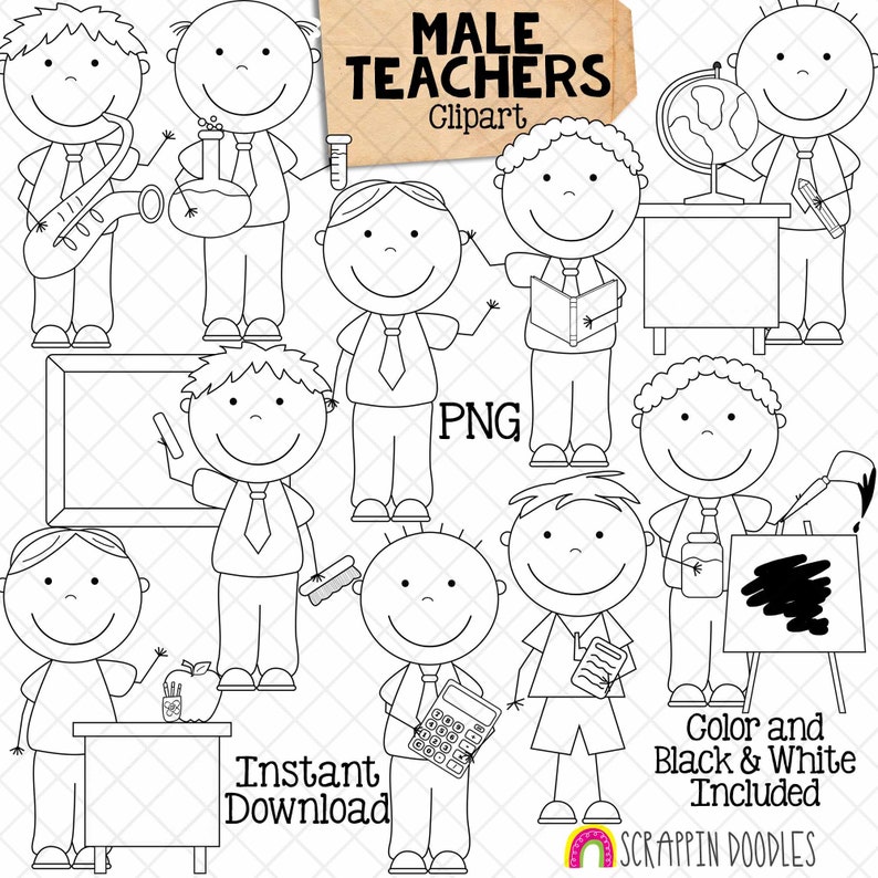 Male Teachers Clip Art - Men Teaching - Science - Math - Music ...