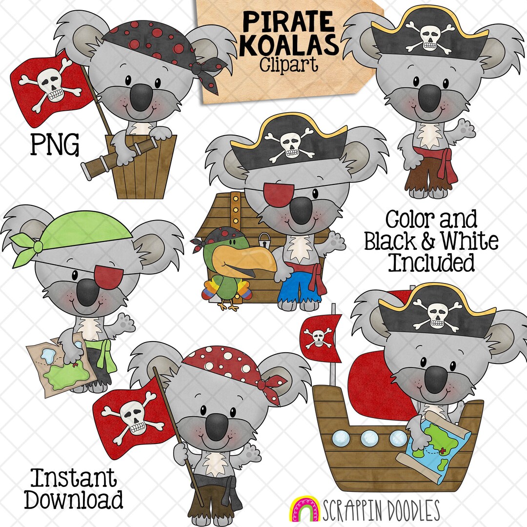 Koala Clipart - Pirate Ship Koala Bears Graphics - Commercial Use PNG ...