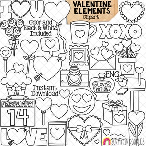 Valentine's Day Elements Clip Art - Valentine Decorations - Love Potion ...