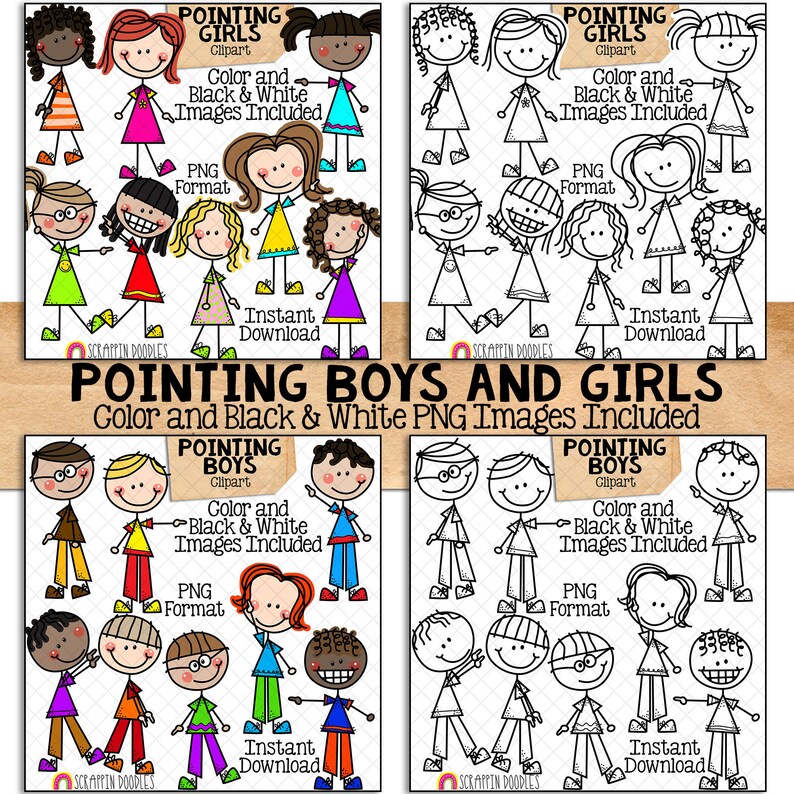 Doodle Kids Clipart Bundle - Doodle Boys and Girls Bundle 1 - Ice Cream ...