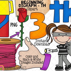 Beginning Digraph Clip Art - Words Beginning With TH - Commercial Use ...