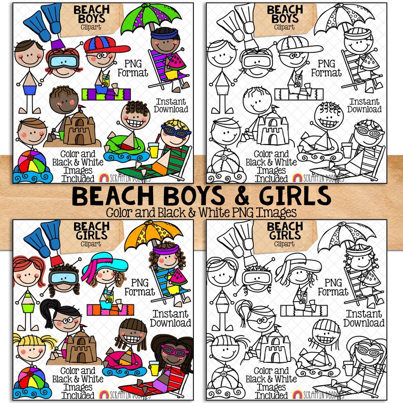Doodle Kids Clipart Bundle 2 - Doodle Boy and Girl Bundle 2 - Christmas ...