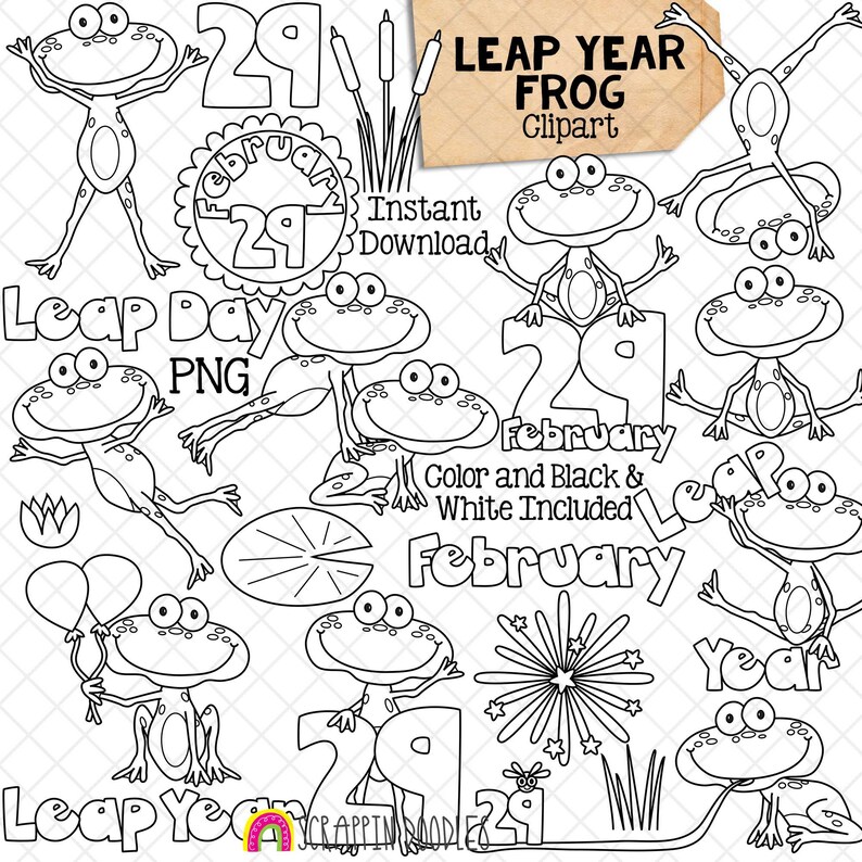 Leap Year Clip Art Leap Day Frog Clipart February 29th Commercial Use ...