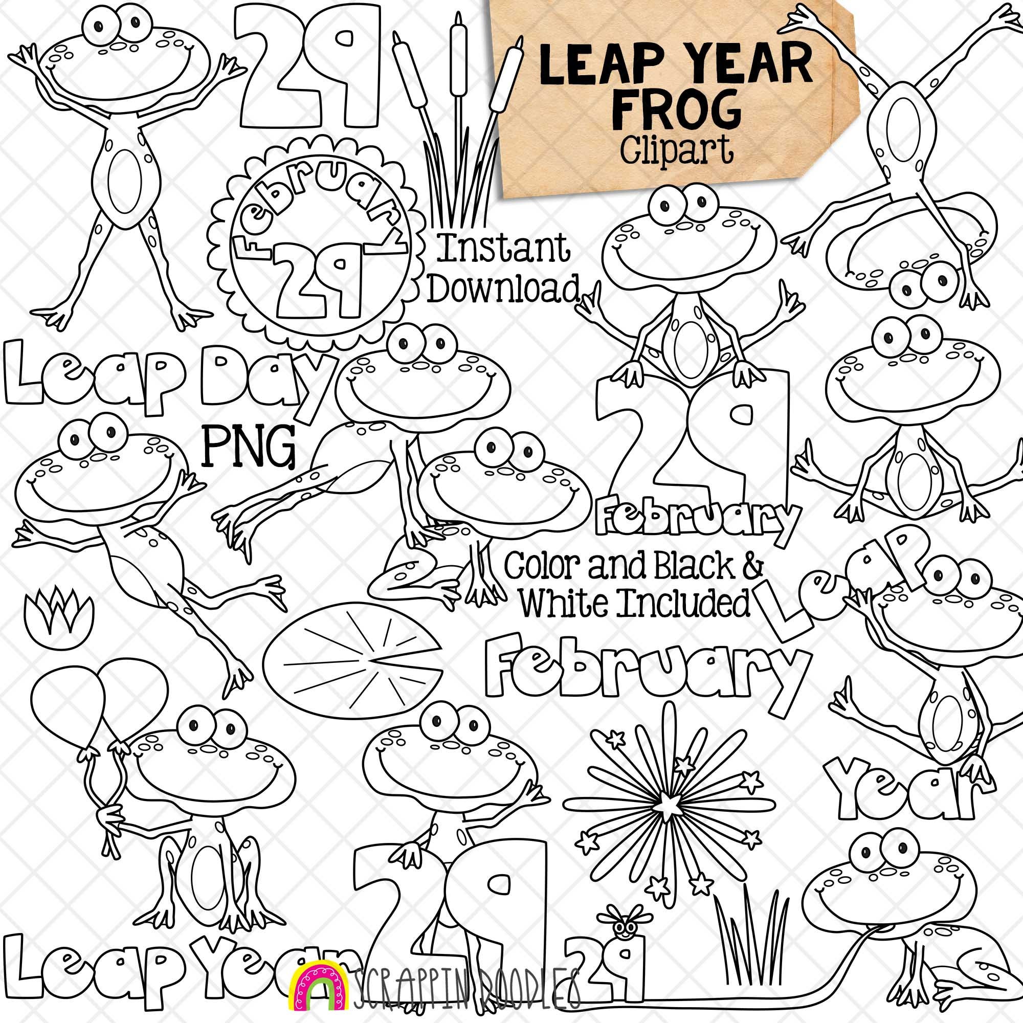 Leap Year Clip Art Leap Day Frog Clipart February 29th Commercial Use ...