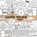 Easter Village Clipart - Decorated Egg Houses - Easter Bunny Carrot ...