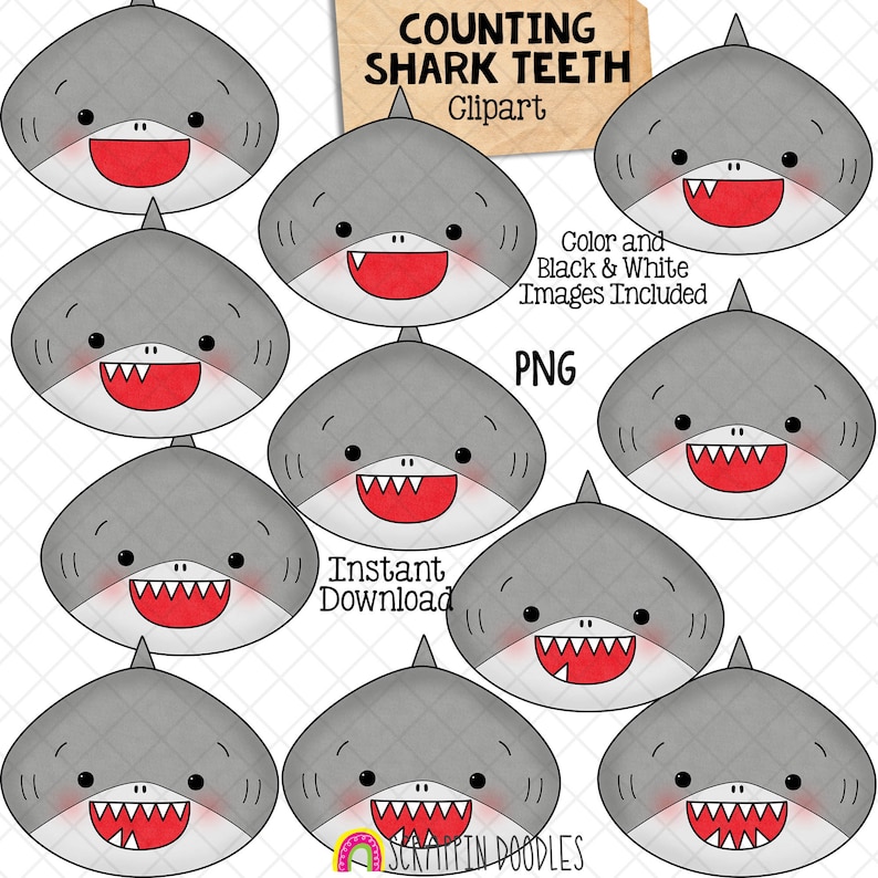 Counting Shark Teeth Clip Art Grey Shark Clipart Big Mouth Sharks ...