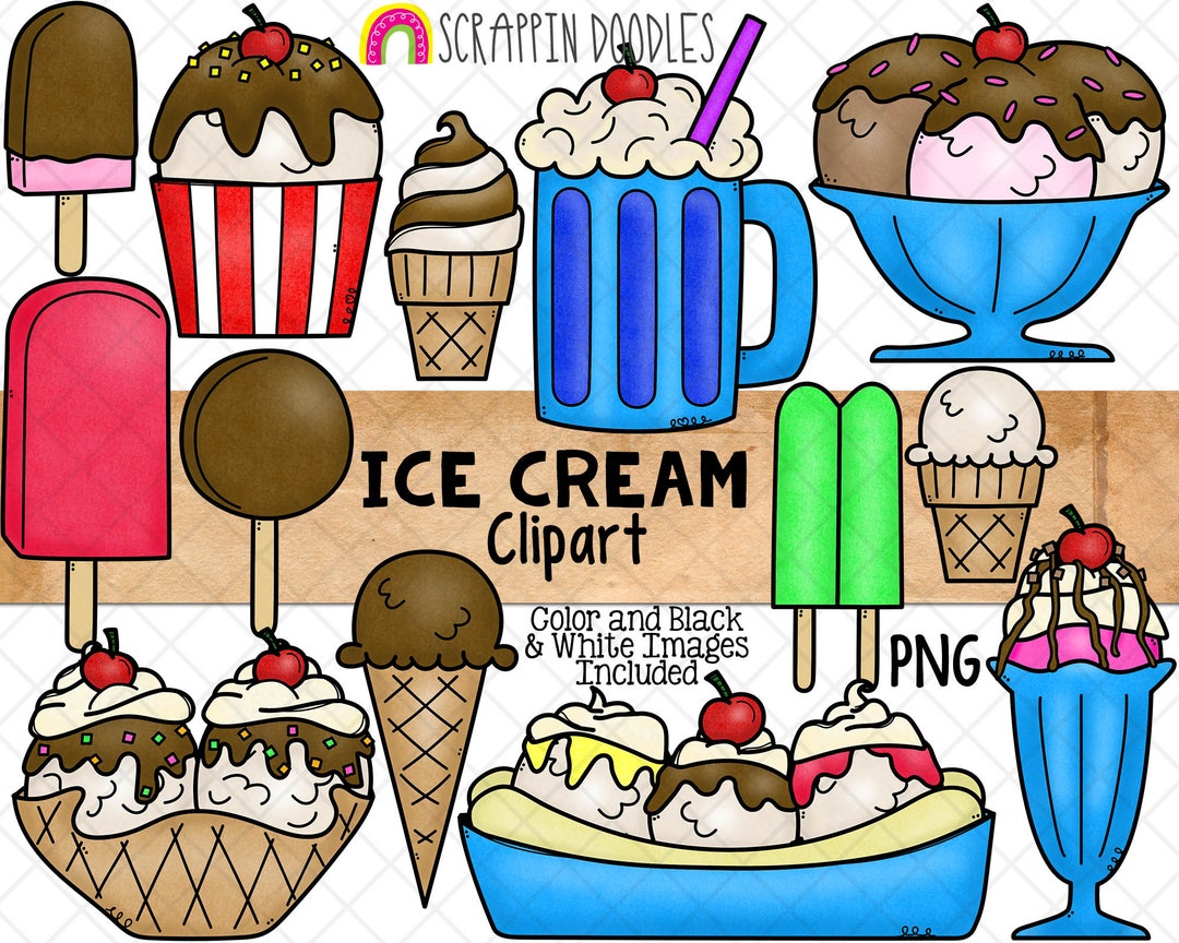 Ice Cream Clipart - Icecream Sundae - Popsicle - Banana Split - Ice ...