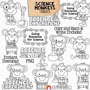 Monkey Clip Art - Monkeys Doing Science - Jungle Animals - School ...