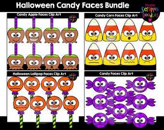 Halloween Candy Corn Faces Clip Art Cute Expression / | Etsy