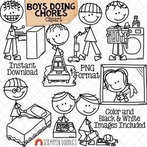 Household Chores Clipart - Doodle Boys Clip Art - Kids Doing Chores ...