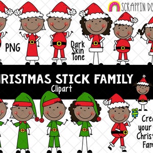 Christmas Stick Family Clip Art Various Hair Colors Stick | Etsy