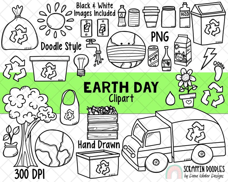 Earth Day Clipart Earth Day Planner Doodles Instant Download ...