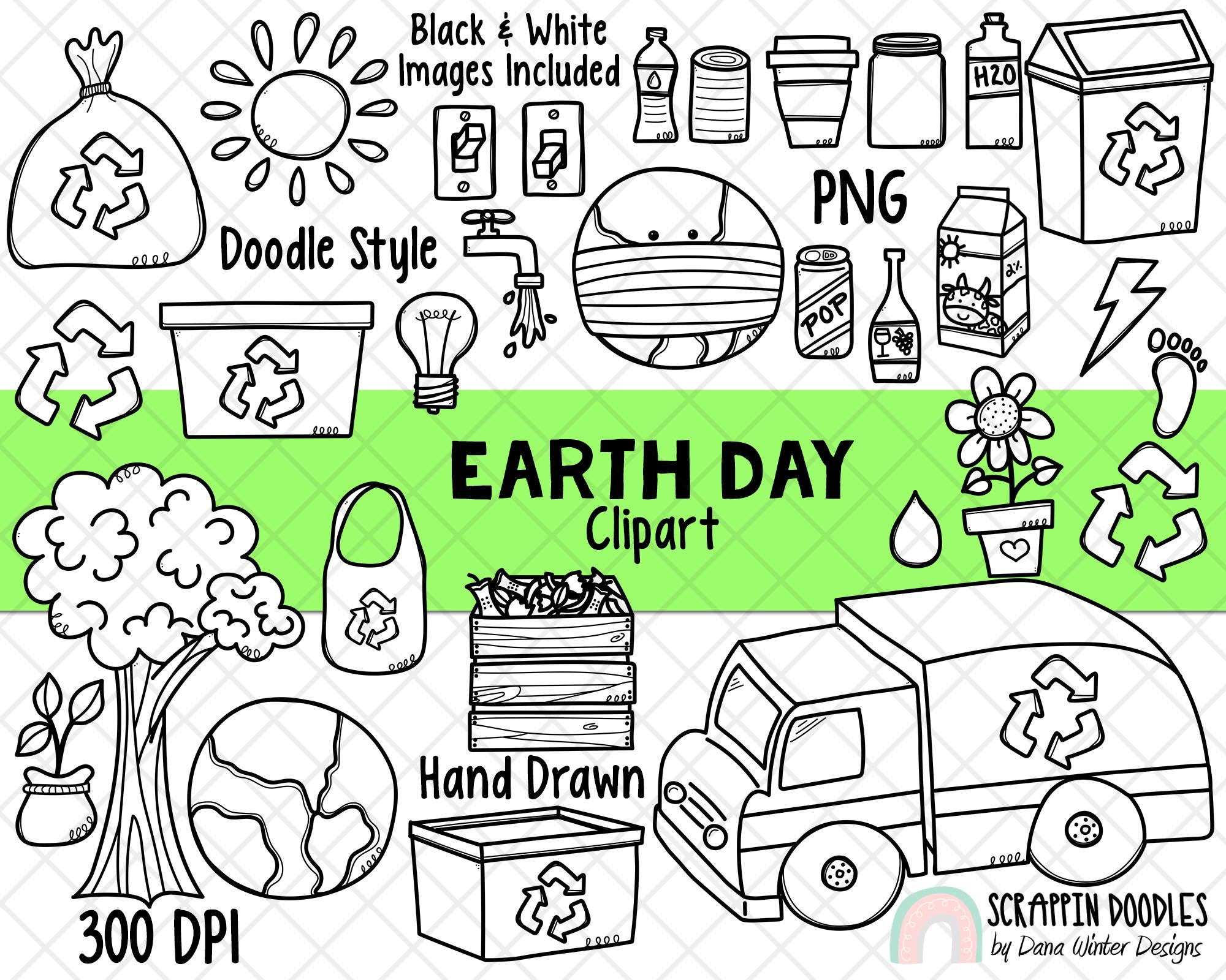 Earth Day Clipart - Earth Day Planner Doodles - Instant Download ...
