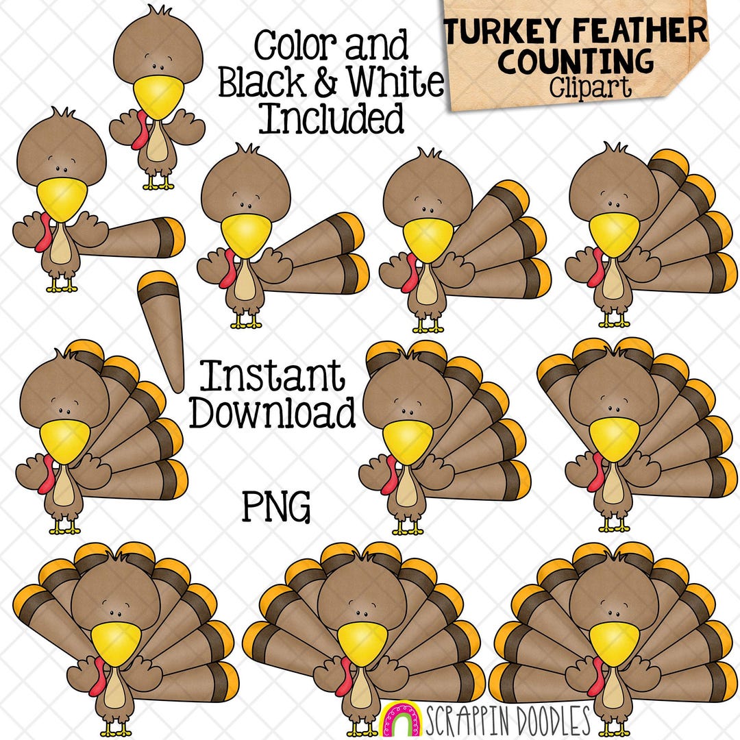 Counting Turkey Feathers Clipart - Thanksgiving Turkey Feather Clip Art ...