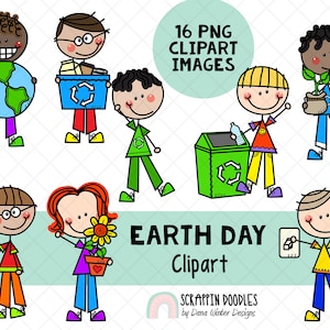Earth Day Clipart Doodle Earth Day Boys Instant Download | Etsy
