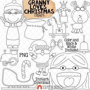 Old Lady Swallowed a Bell Clip Art - Granny Loves Christmas Graphics ...