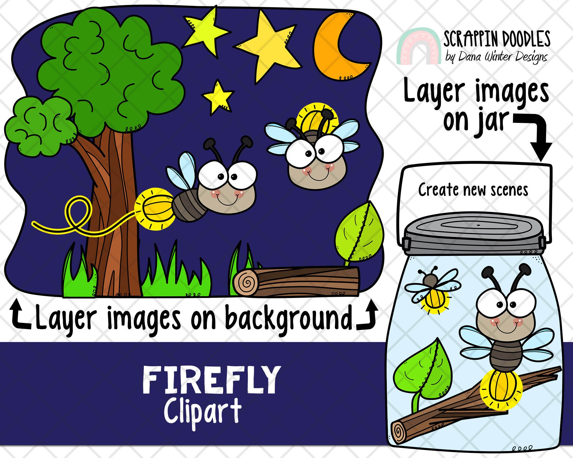 Firefly Clipart Insect Clipart Catching Bugs Hand Drawn Clipart ...