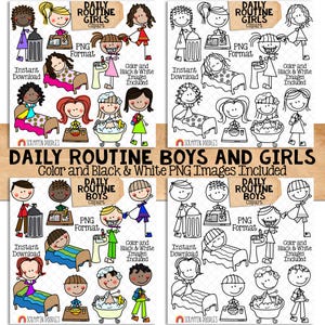 Doodle Kids Clipart Bundle 6 Doodle Boy and Girl Bundle Communication ...