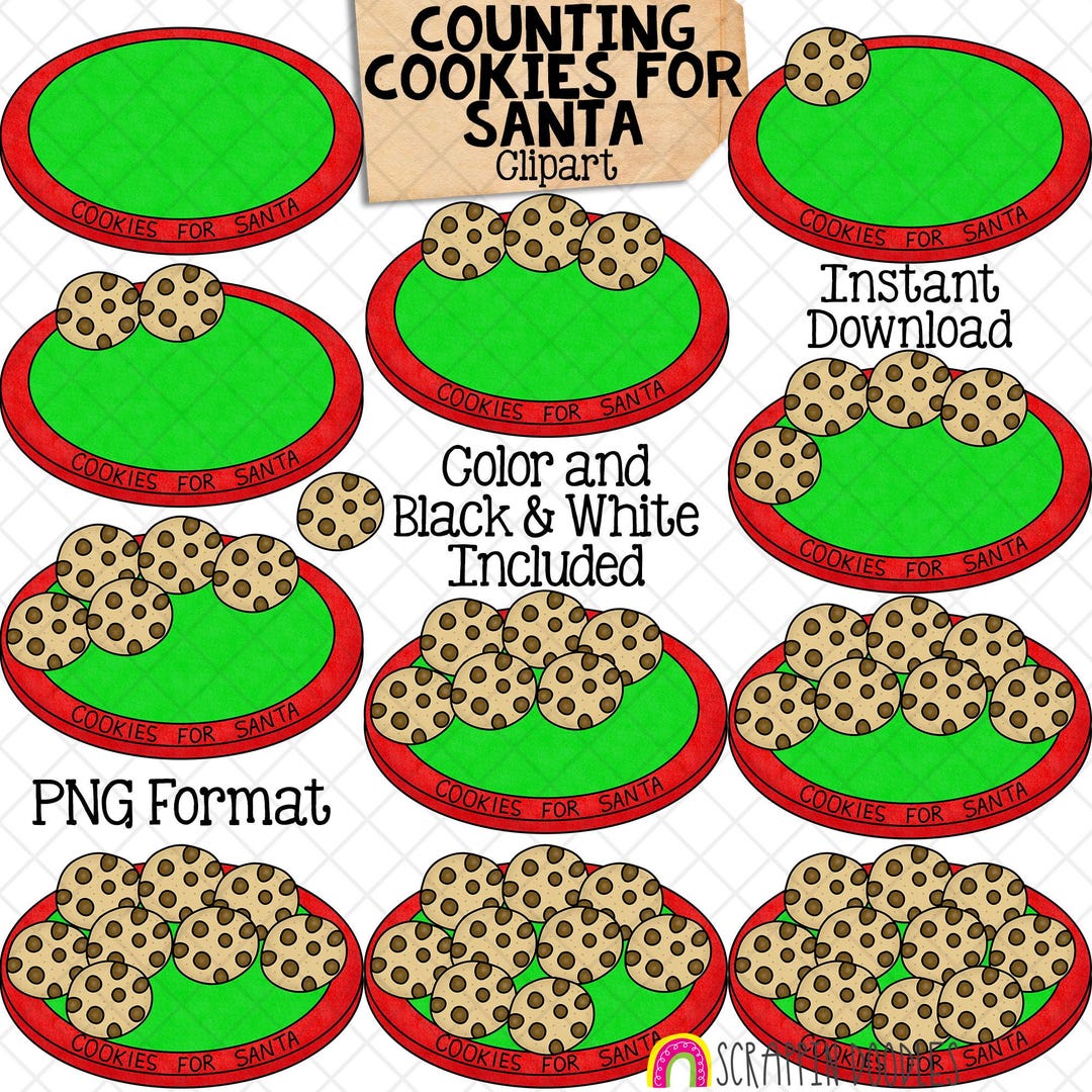 Counting Cookies Clipart - Christmas Cookies for Santa on Plate ...