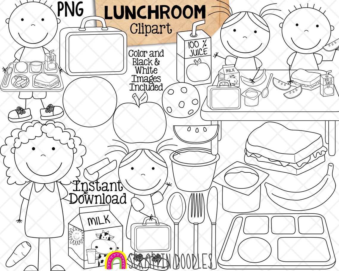 School Lunch Clipart Cafeteria Lunchroom Food Graphics Classroom Eating ...