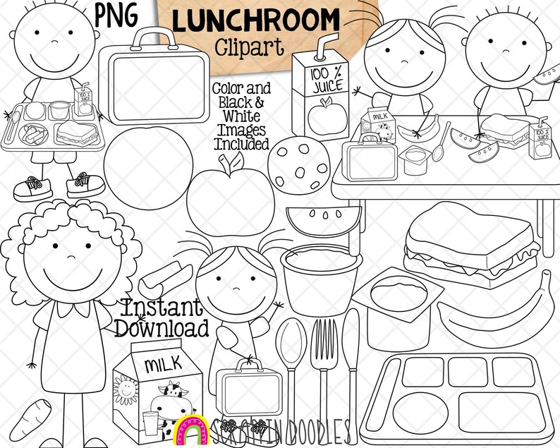 School Lunch Clipart - Cafeteria Lunchroom Food Graphics - Classroom ...