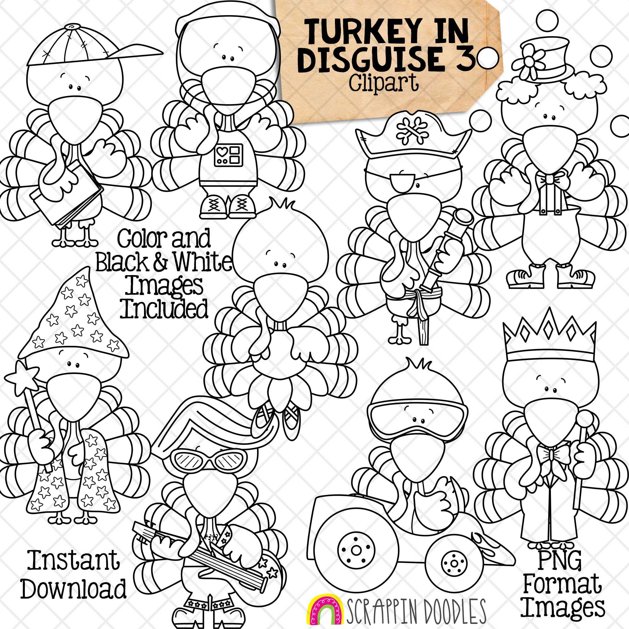 Turkey in Disguise Clipart 3 Turkeys in Disguises Graphics Thanksgiving ...