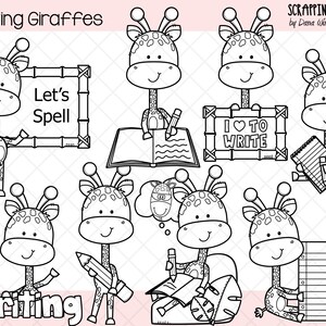 School Giraffes Clip Art Bundle - Cute Commercial Use Giraffe Clipart ...