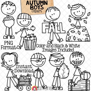 Autumn Clipart - Doodle Boys Fall Fun Clip Art - Fall Farm - Hand Drawn ...