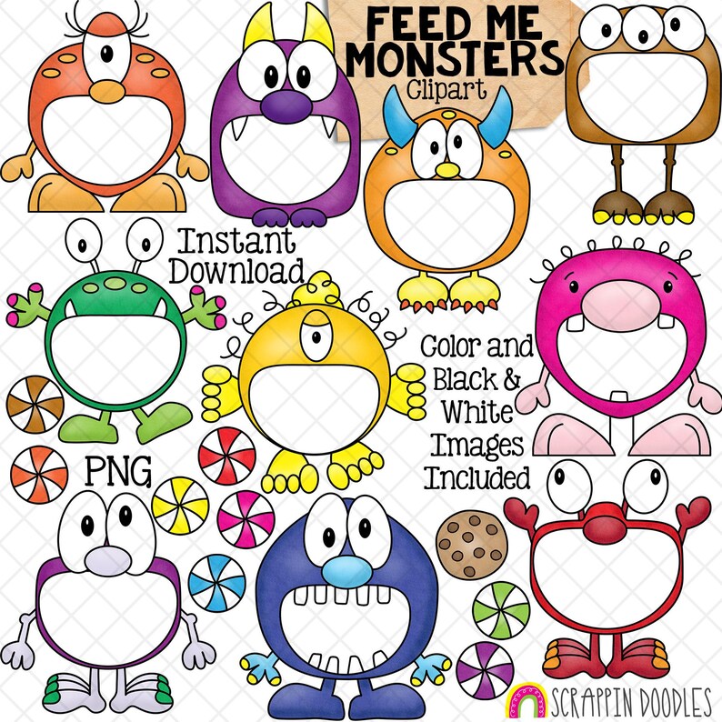 Feed Me Monsters Clipart - Feeding Open Mouth - Monster - Cookie ...