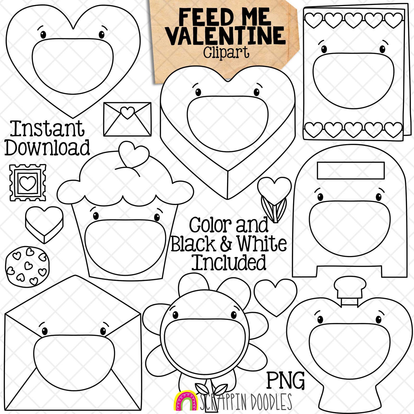 Feed Me Valentines Day Clipart - Feeding Open Mouth - Heart - Candy ...