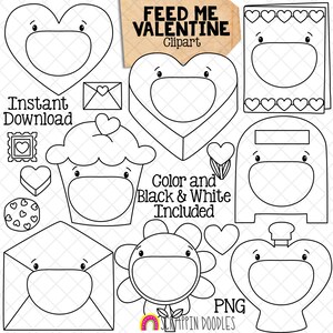 Feed Me Valentines Day Clipart - Feeding Open Mouth - Heart - Candy ...