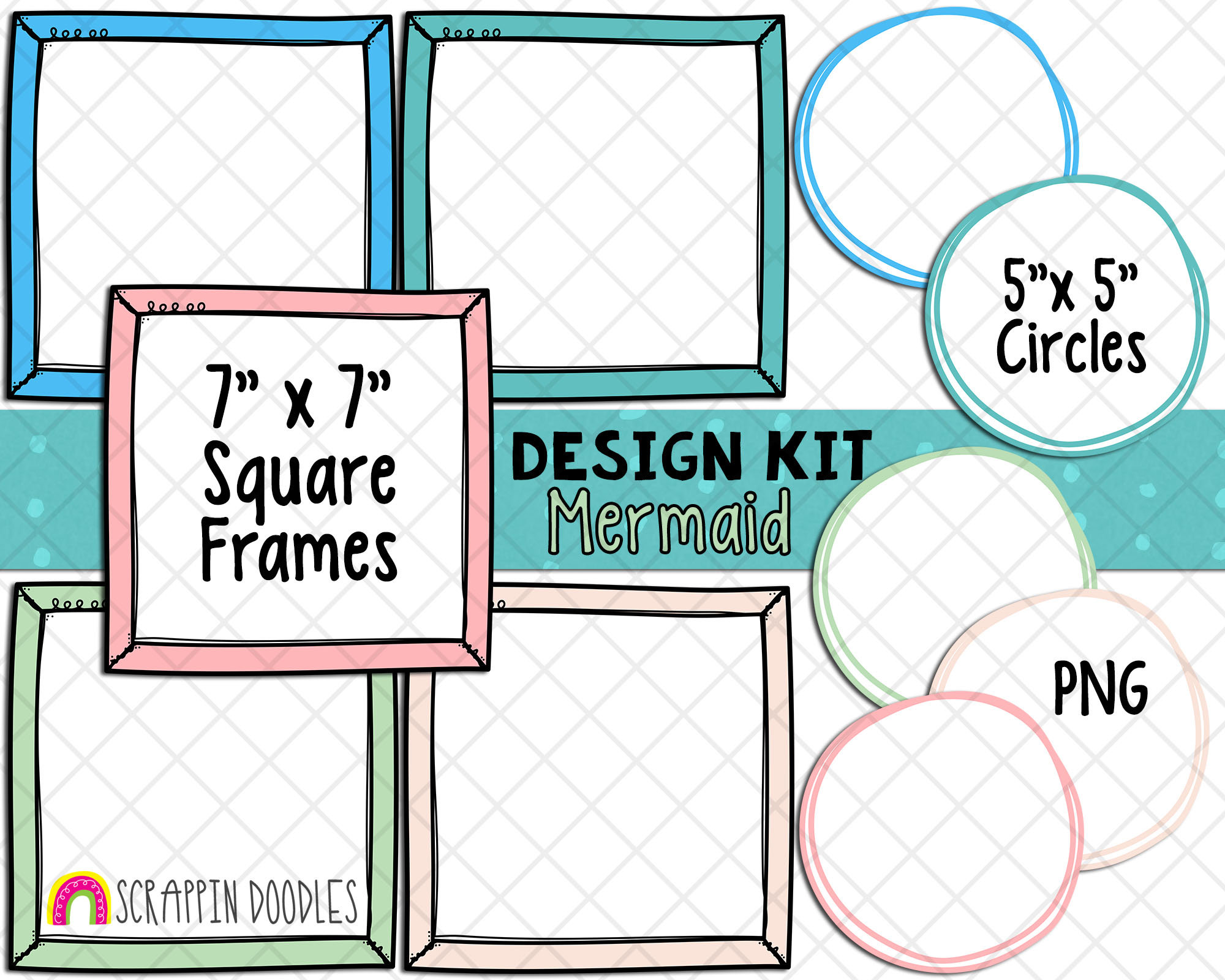 Mermaid Design Kit - Cover Page Templates - Digital Planner Backgrounds ...
