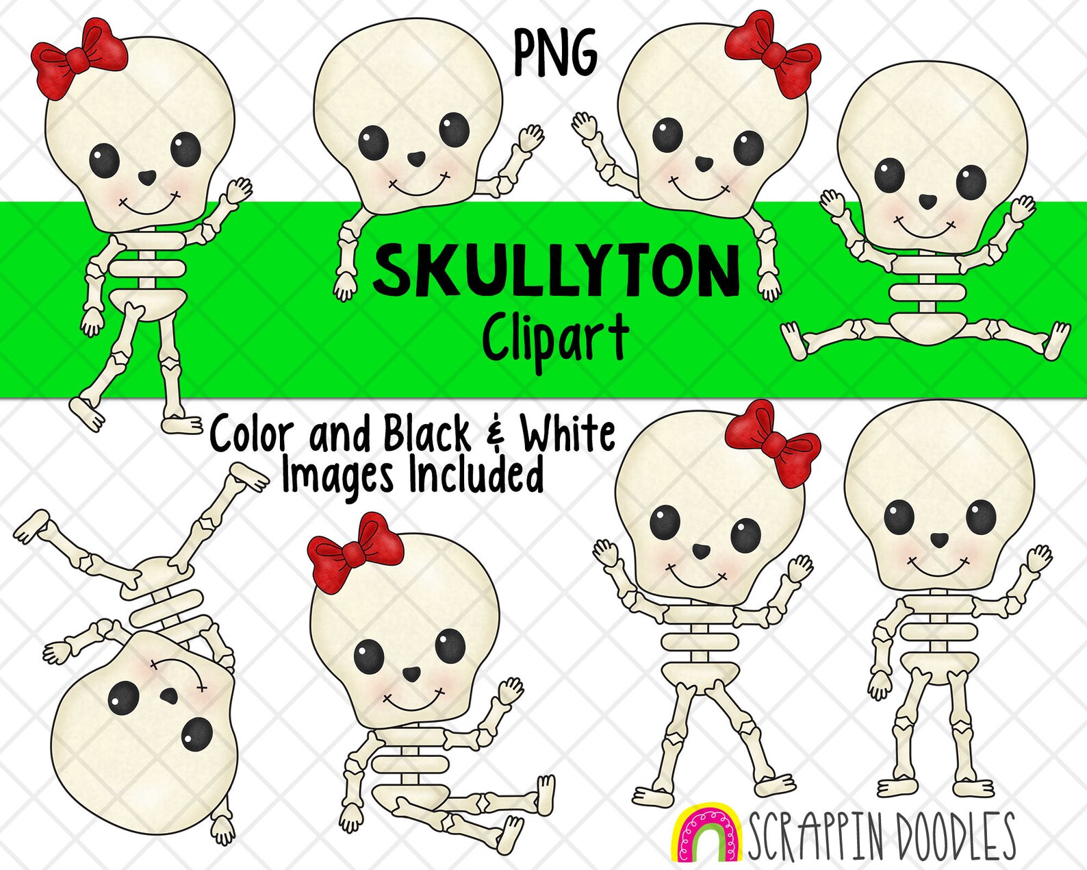 Skeleton Clipart Cute Skeletons Clipart Halloween Skeleton Etsy