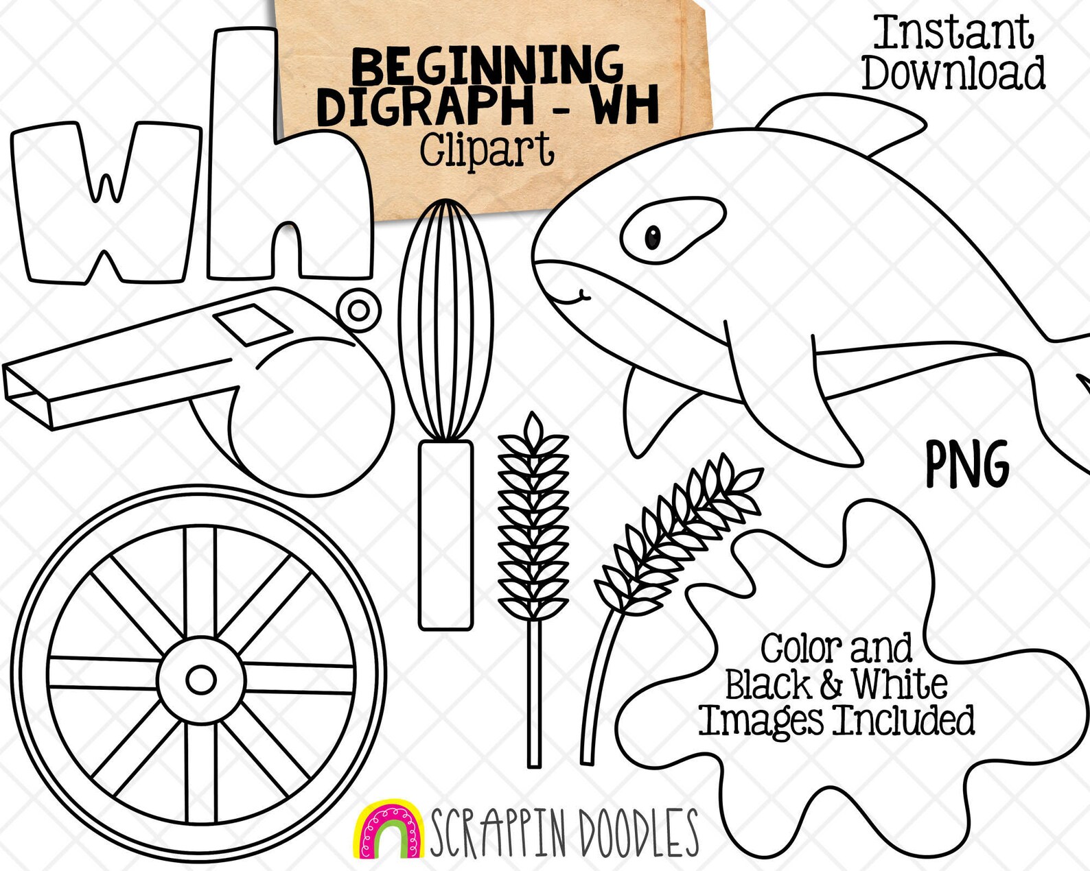 Beginning Digraph Clip Art Words Beginning With WH - Etsy