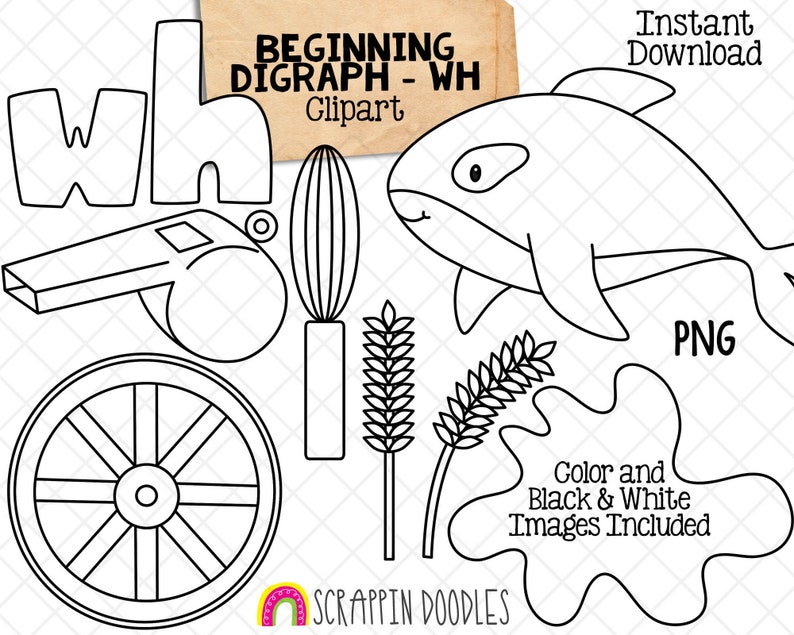 Beginning Digraph Clip Art Words Beginning With WH - Etsy