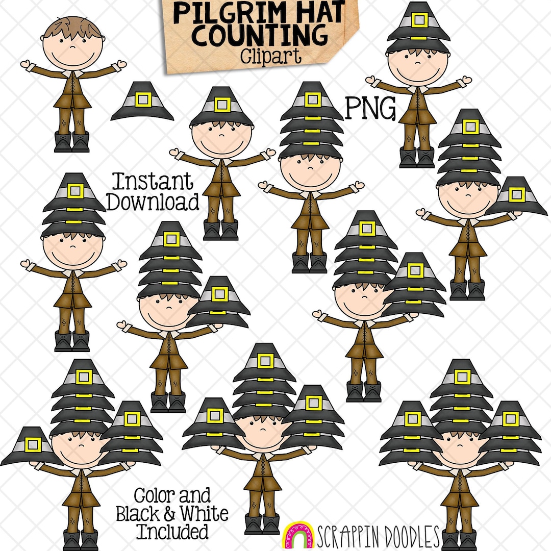 Counting Pilgrim Hats Clipart - Thanksgiving Pilgrim Hat Stacked Clip ...