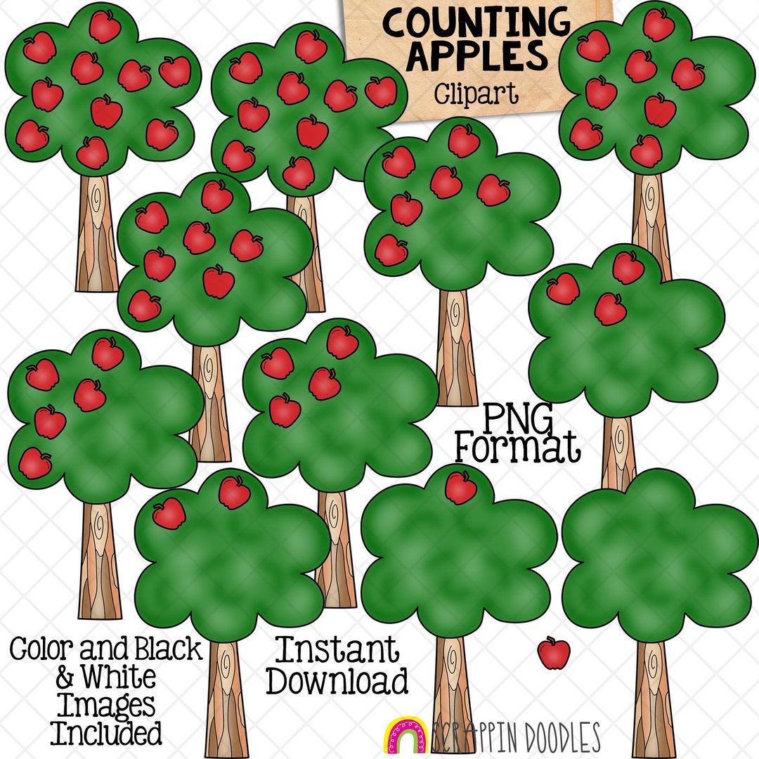 Counting Apples Clipart - Autumn Apple Tree Counting - Seasonal Math ...