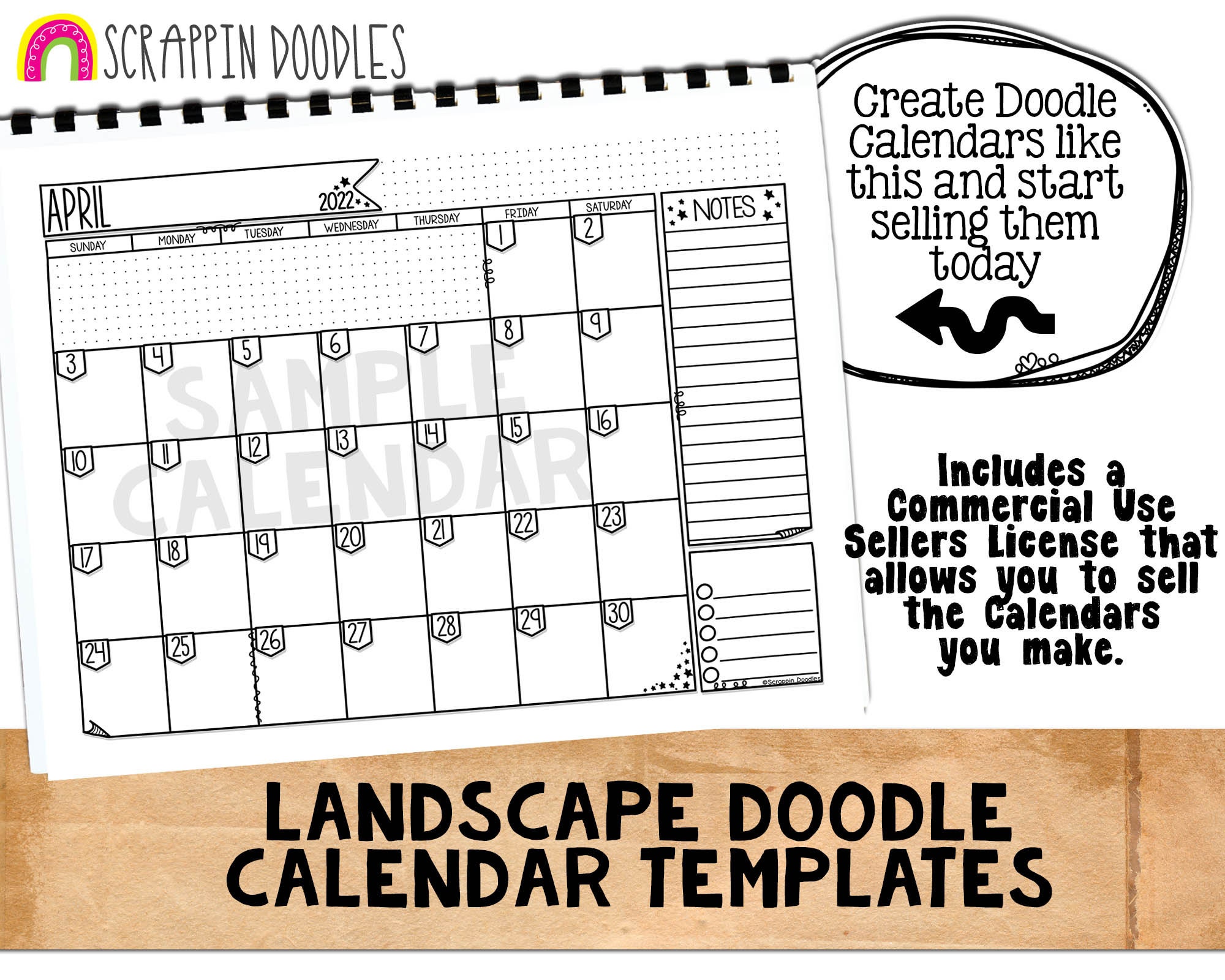 Doodle Calendar Templates Landscape Create Your Own BUJO Doodle Style ...