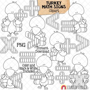 Turkey Clipart - Math Sign Turkeys Clip Art - Cute School Turkeys ...