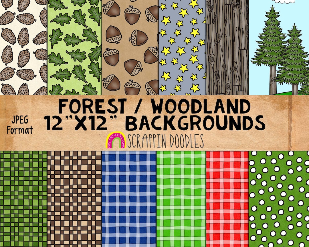Forest Woodland 12" X 12" JPEG Backgrounds - Digital Papers - Cabin ...