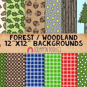 Forest Woodland 12" X 12" JPEG Backgrounds - Digital Papers - Cabin ...