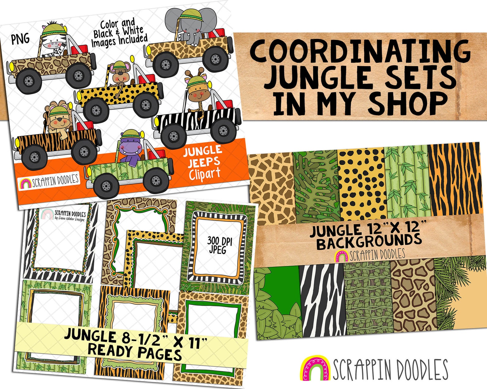 Jungle Alphabet Clipart - Safari Clip Art - Digital Letters - Jungle ...