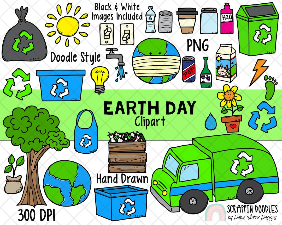 Earth Day Clipart - Earth Day Planner Doodles - Instant Download ...