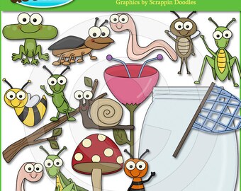 Bugs in the Backyard Clip Art Cute Insect Graphics Snail | Etsy