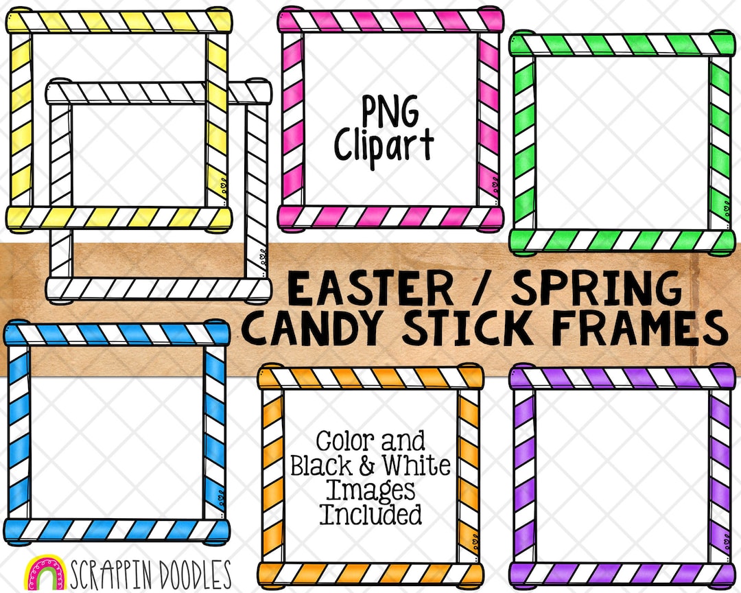 Easter Candy Stick Frames Clipart - Spring Candy Borders - Commercial ...