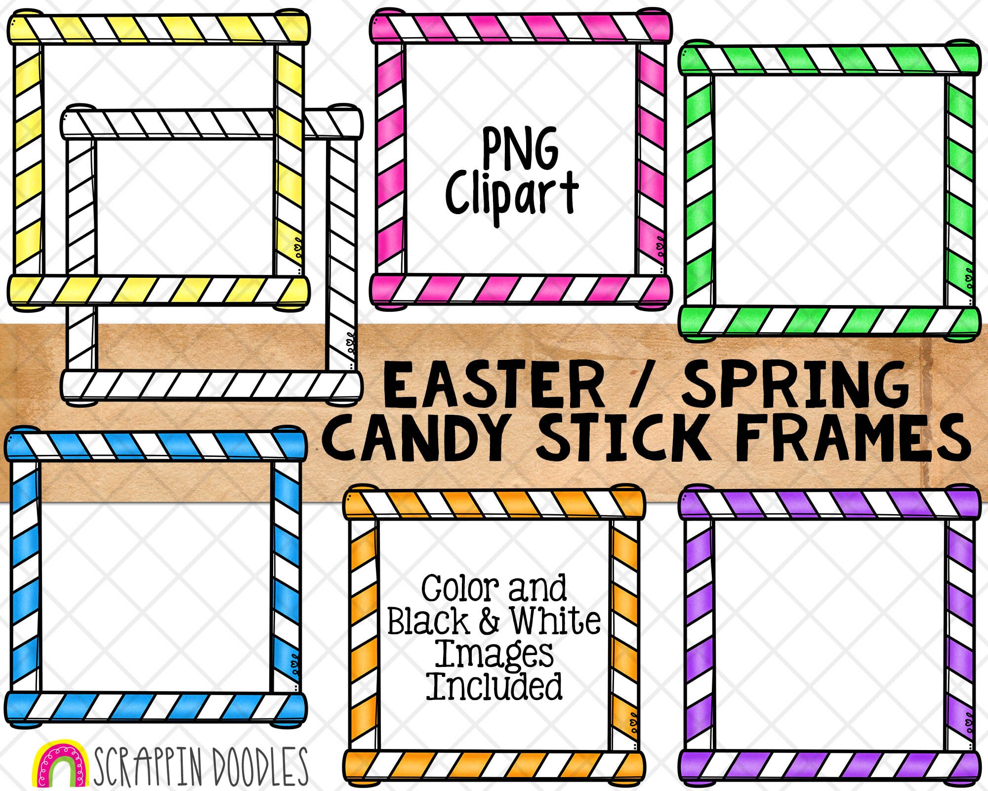Easter Candy Stick Frames Clipart Spring Candy Borders Commercial Use ...