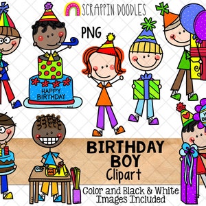 Birthday Clipart Doodle Boys Birthday Clip Art Birthday - Etsy