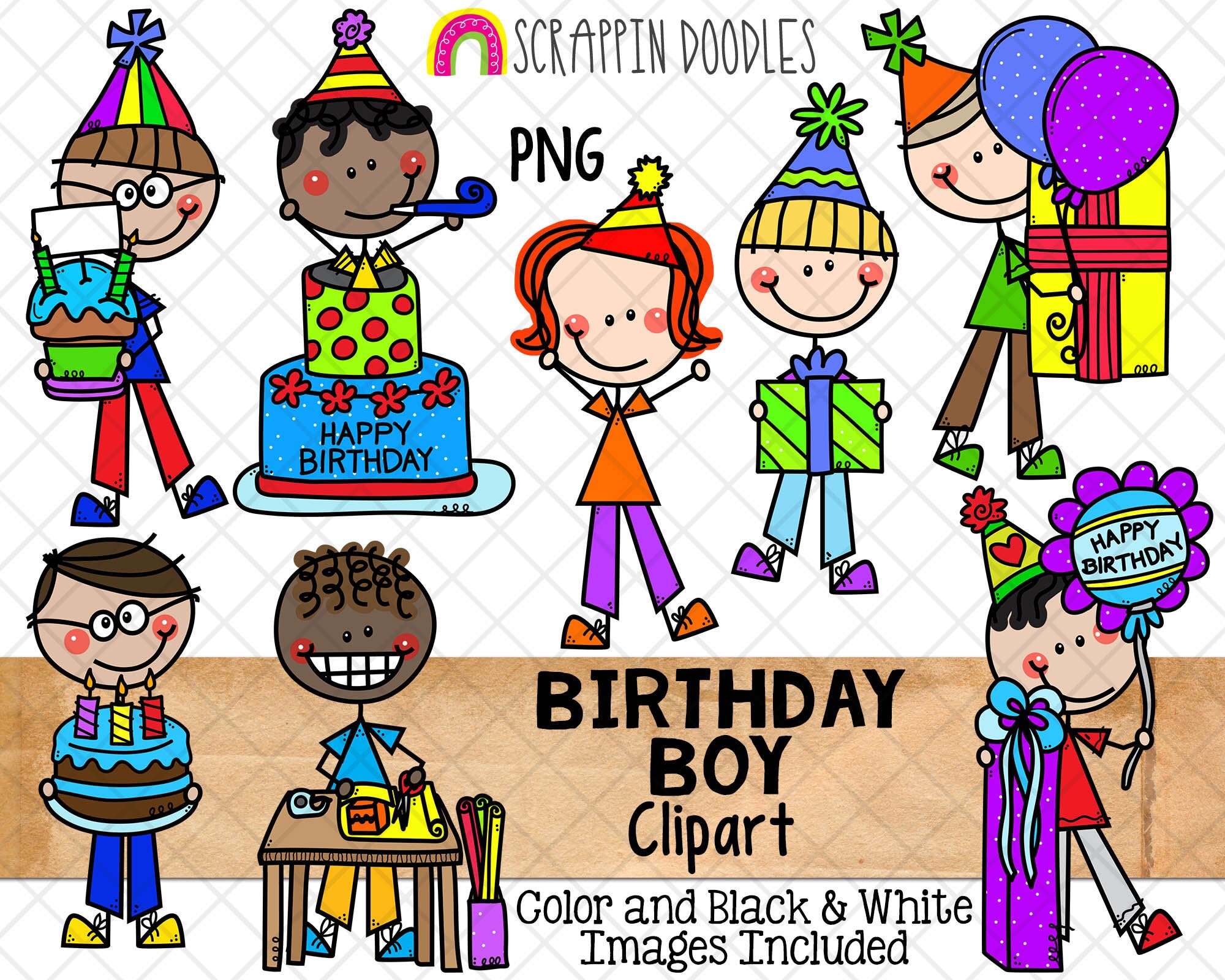 Birthday Clipart Doodle Boys Birthday Clip Art Birthday Party Cake ...