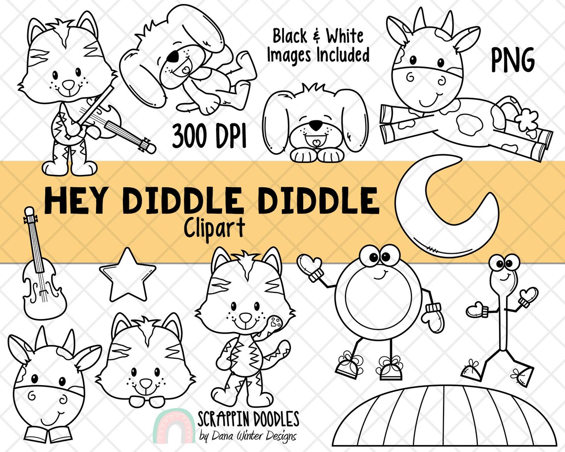 Hey Diddle Diddle Clip Art - Nursery Rhyme Clipart - Kids Story Clipart ...